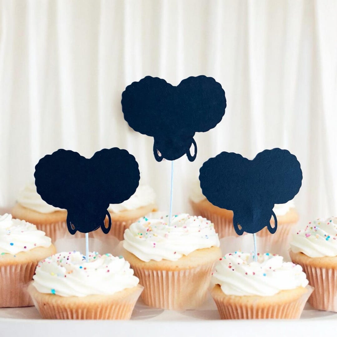 Afro Cup Cake Toppers Black Toppers Set of 6 - Etsy