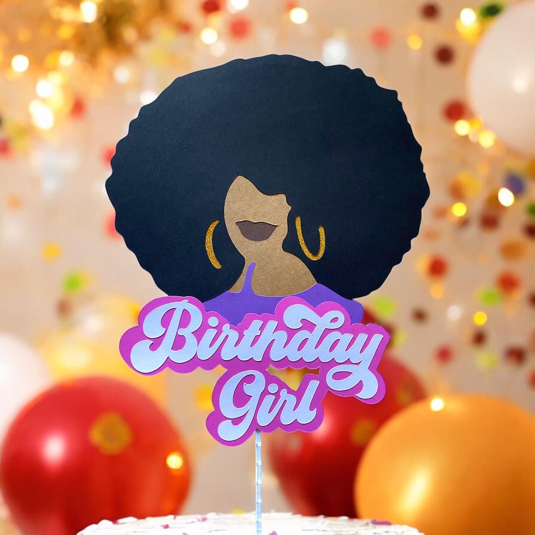 Afro Puff Cake Topper Doll Cake Toppers Black Girl Cake Topper - Etsy