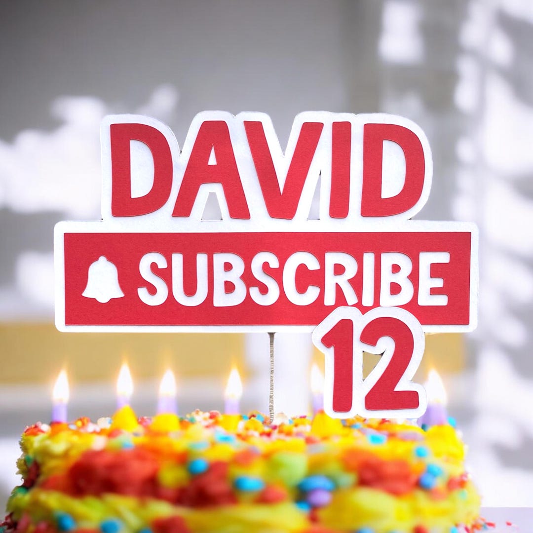 Youtube Cake Topper Custom Name and Age Cake Toppers Social Media Decor ...