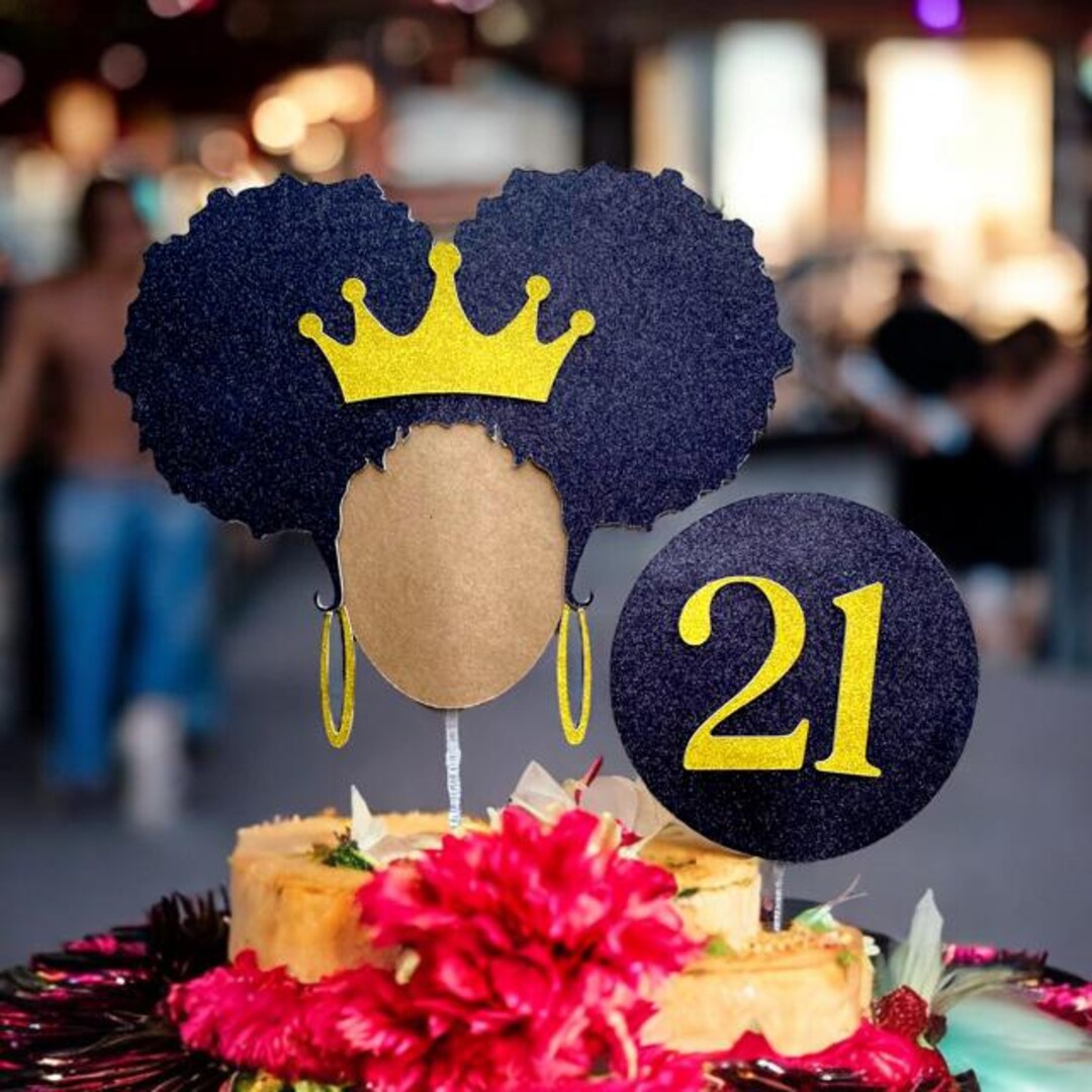 Afro Puff Cake Topper Doll Cake Toppers Black Girl Cake Topper - Etsy