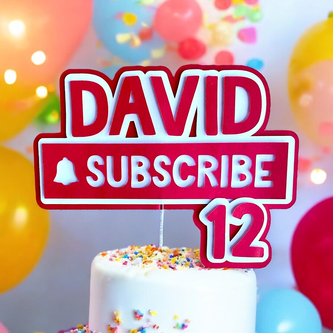 Youtube Cake Topper | Custom Name and Age Cake Toppers | Social Media ...