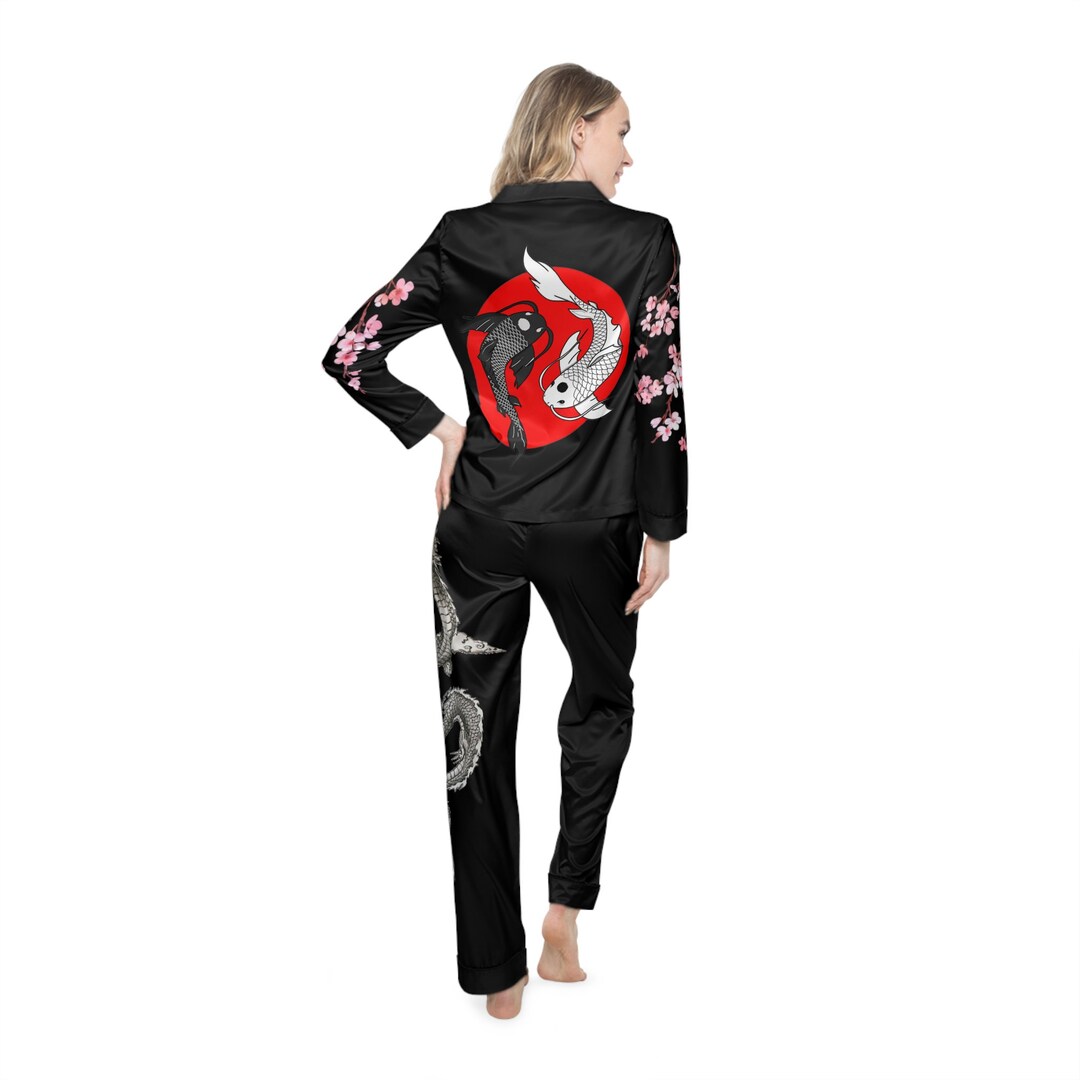 Japanese Style Koi Fish and Dragon Women's Satin Pajamas - Etsy UK