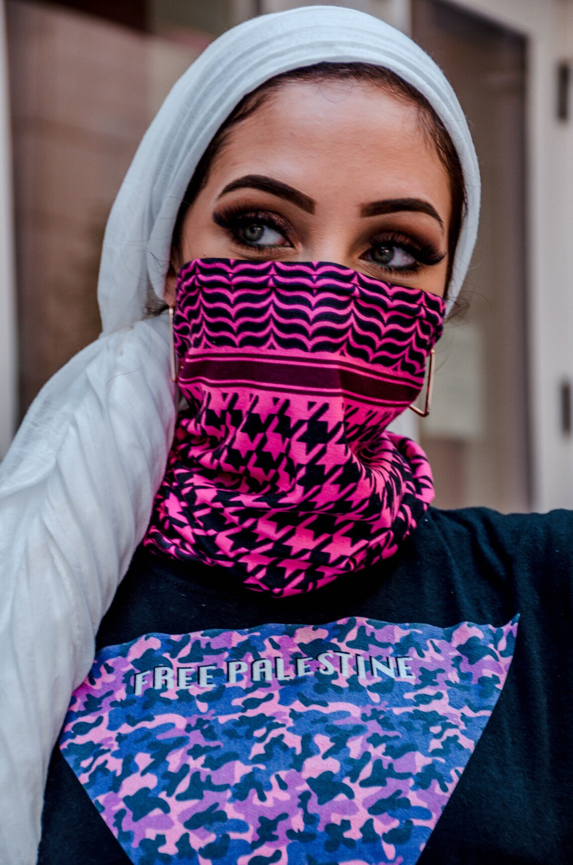 Palestinian style face mask Keffiyeh Kufiya shemagh Arab | Etsy