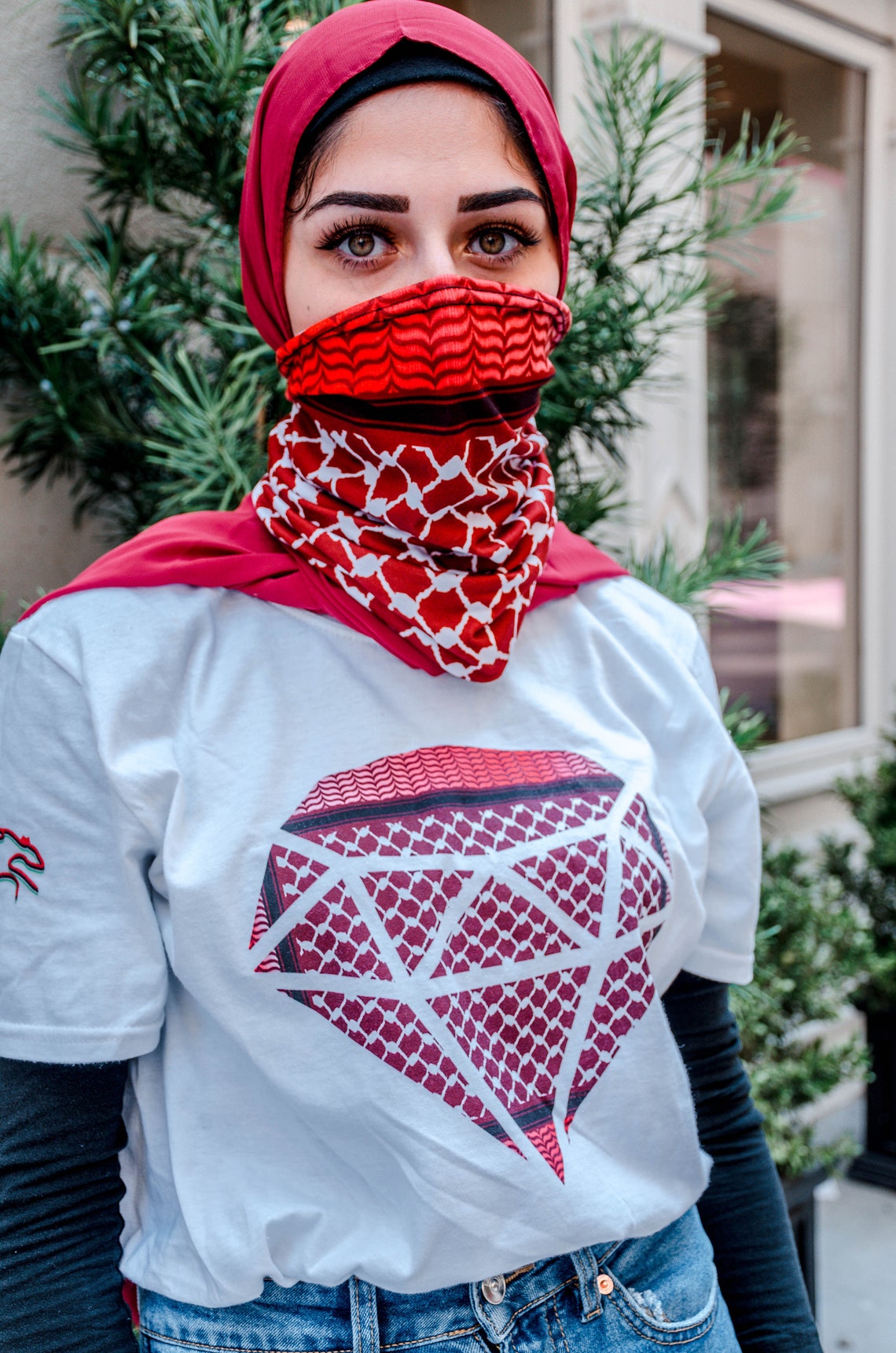 Keffiyeh mask Kufiya shemagh Palestinian Mask Arab Scarf | Etsy