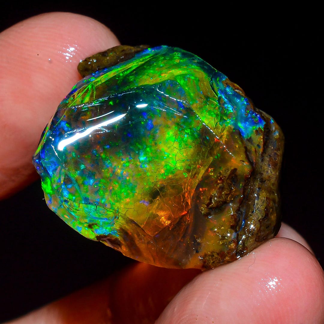 Opal Rough Gemstone, Natural Ethiopian Opal Welo Fire Crystal Opal ...