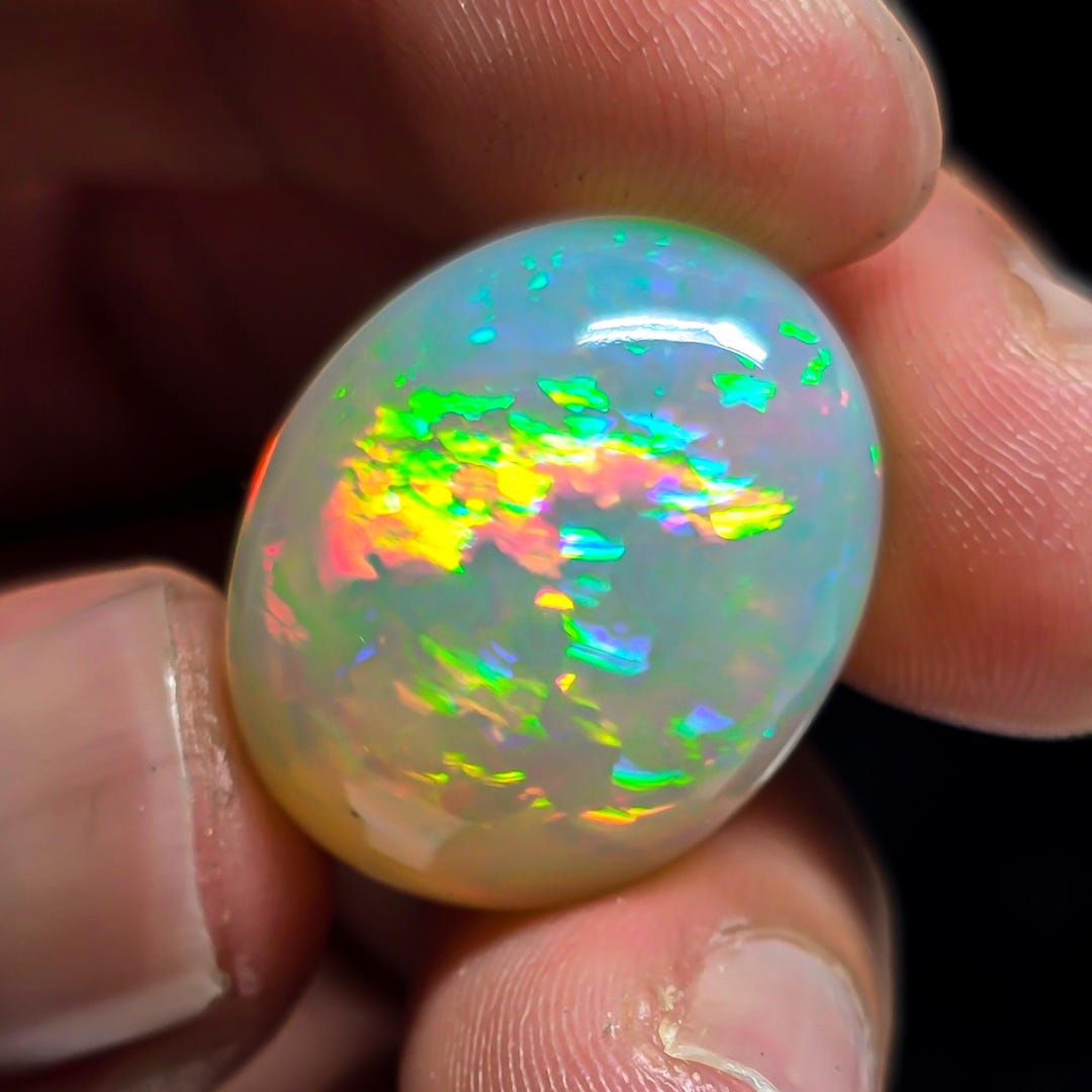 Opal, Opal Gemstone, Opal Cabochon, Multi Flashy Fire Pear Large Ethiopian Opal Cabochon Loose ...