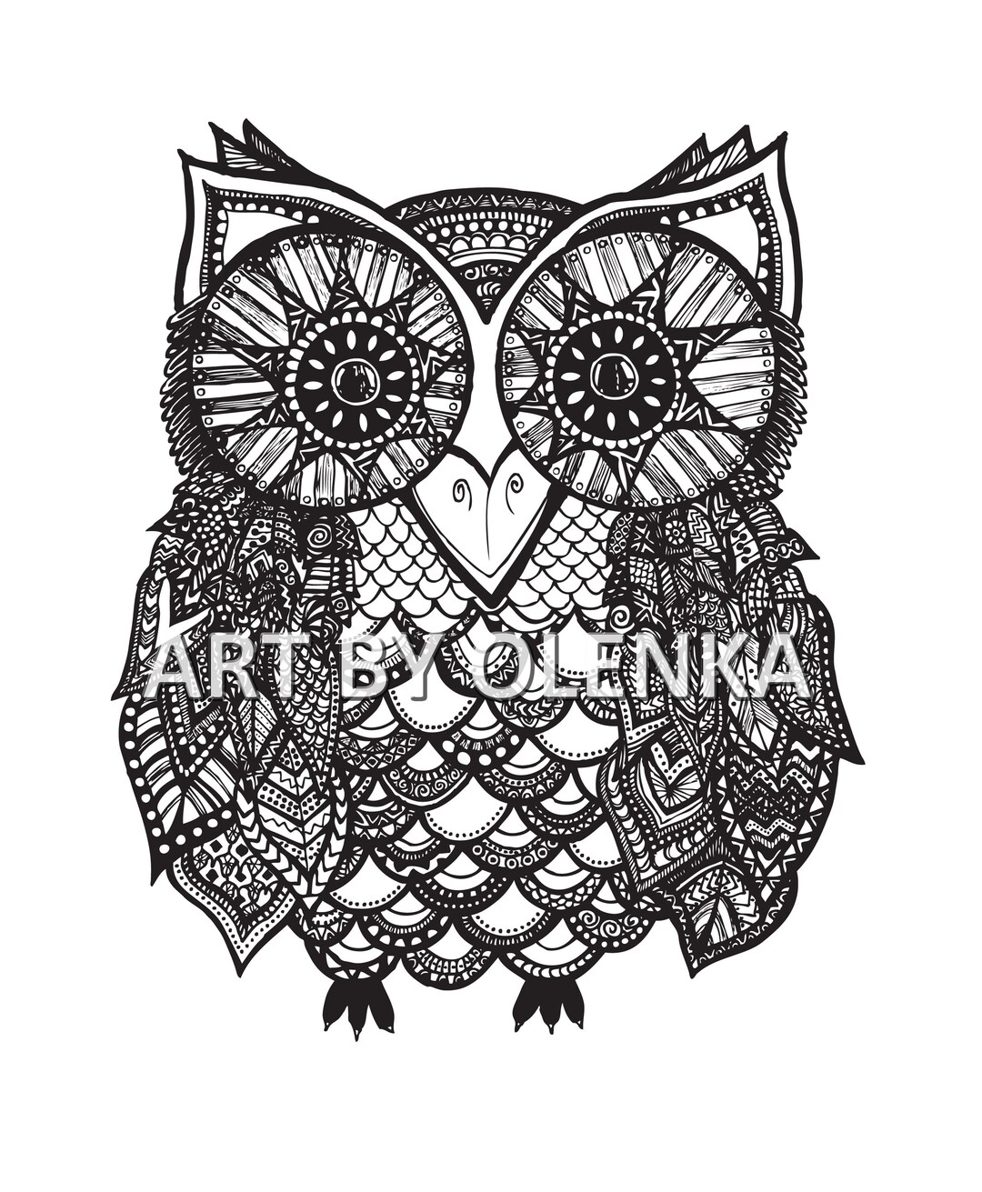 Owl Zentangle Mandala Download PDF, SVG - Etsy
