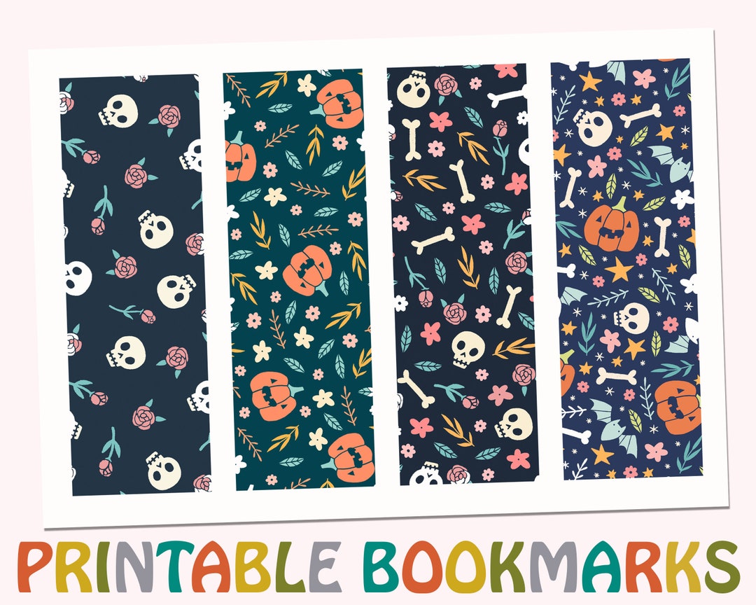 Cute Halloween Bookmarks Colorful Fall Pumpkins & Skulls 2x6 - Etsy