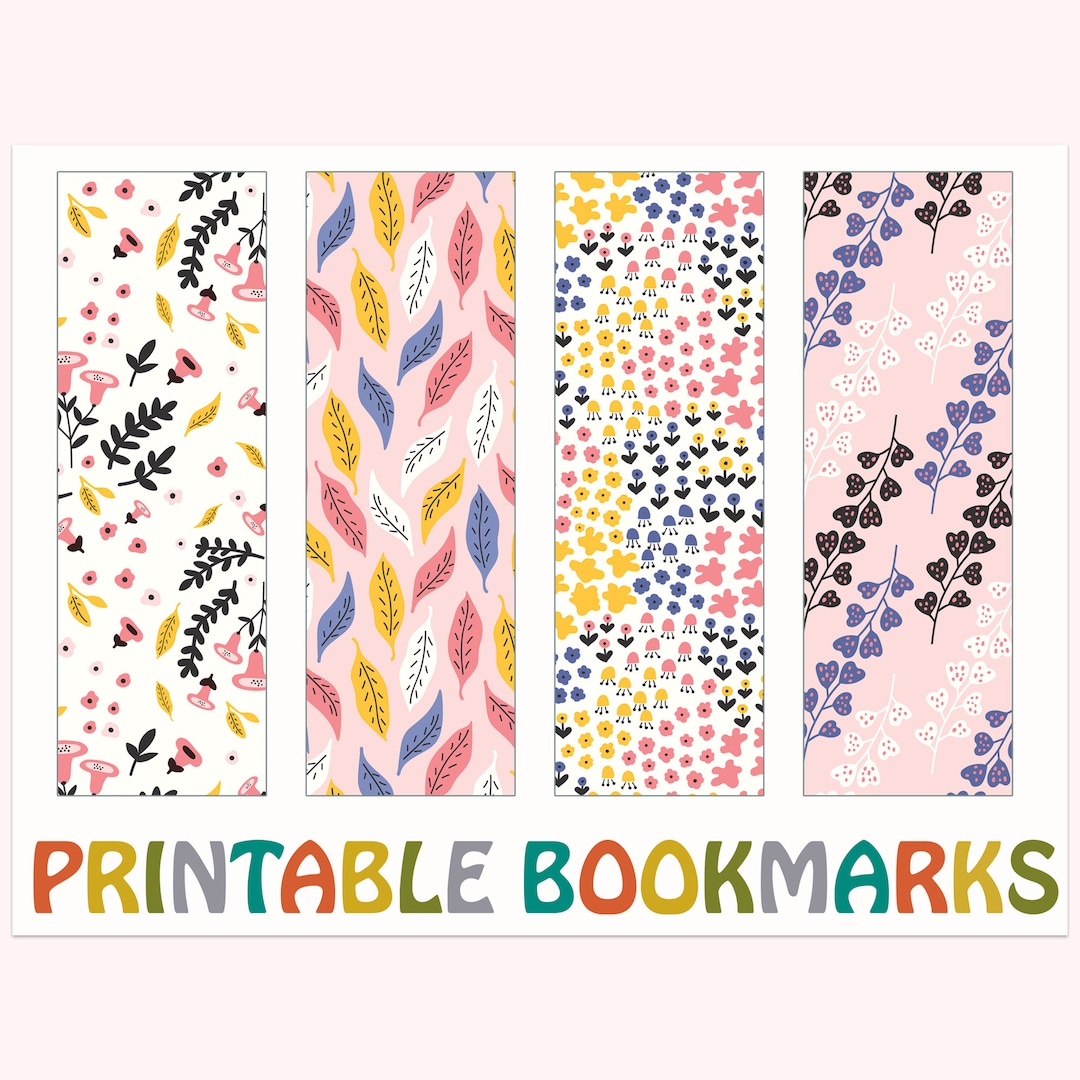 Autumn Printable Bookmarks, Colorful Flowers & Fall Leaf Pattern, 2x6 ...