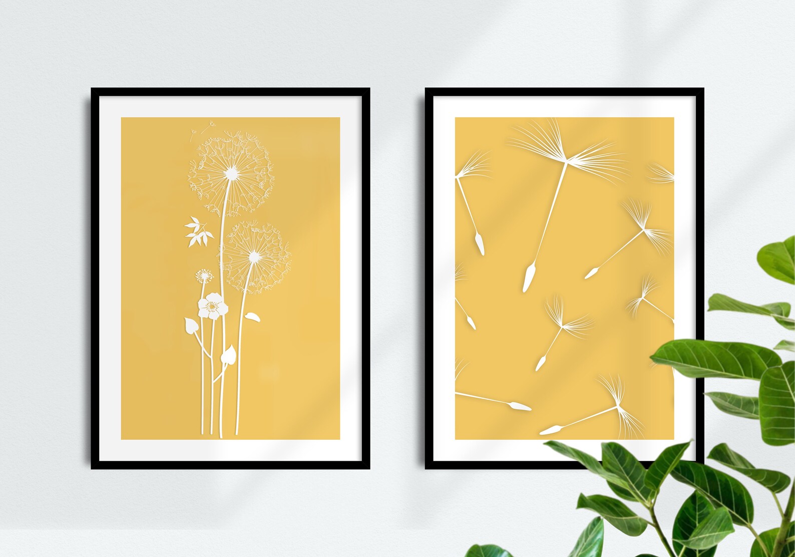 Mustard Yellow Dandelion Printable Floral Print Artwork | Etsy