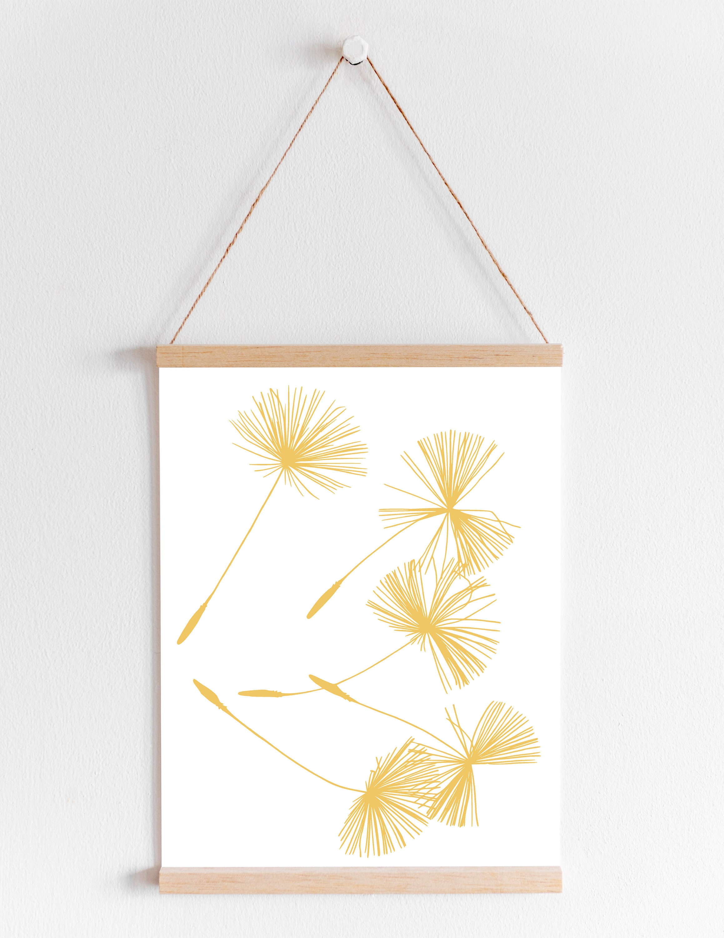 Yellow Floral Printable Line Art, Modern Dandelion Flowers, Digital ...