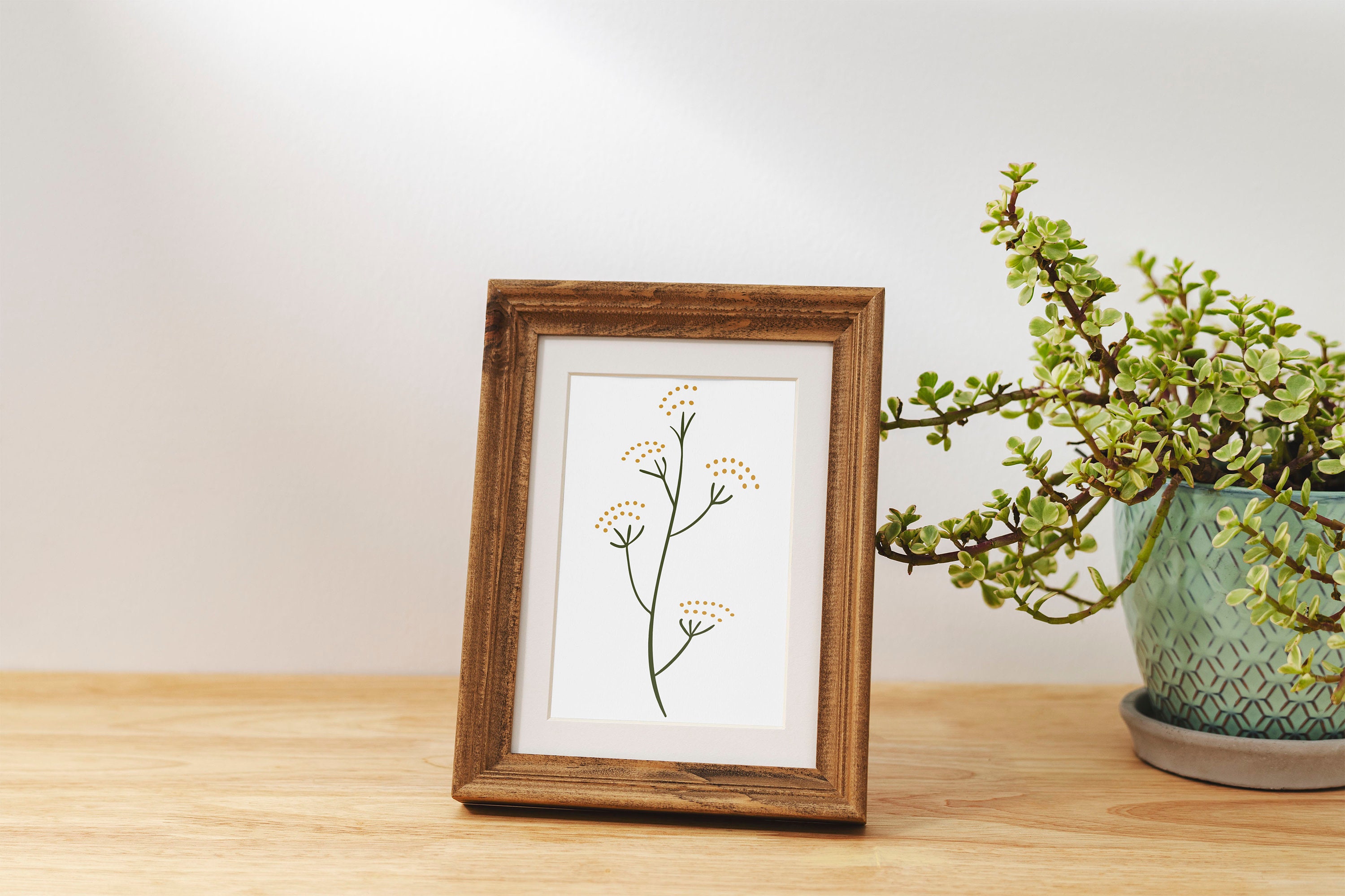 Printable Flower Wall Art, Mustard Yellow & Green Print, 4x6, 5x7, 8x10 ...