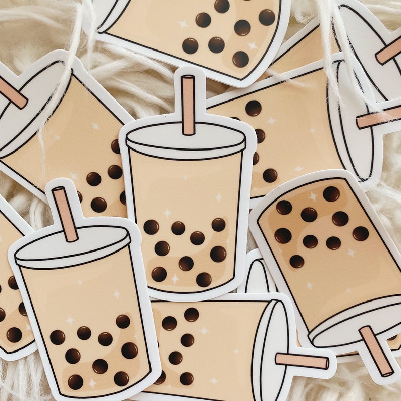 Boho Bubble Tea Waterproof Die Cut Sticker- Boho Sticker - Etsy