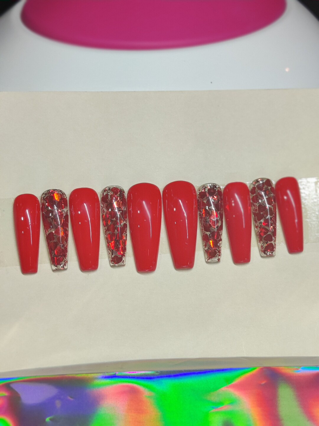 Ruby Red Gel, Press-ons, Reusable, Gel Nails. - Etsy