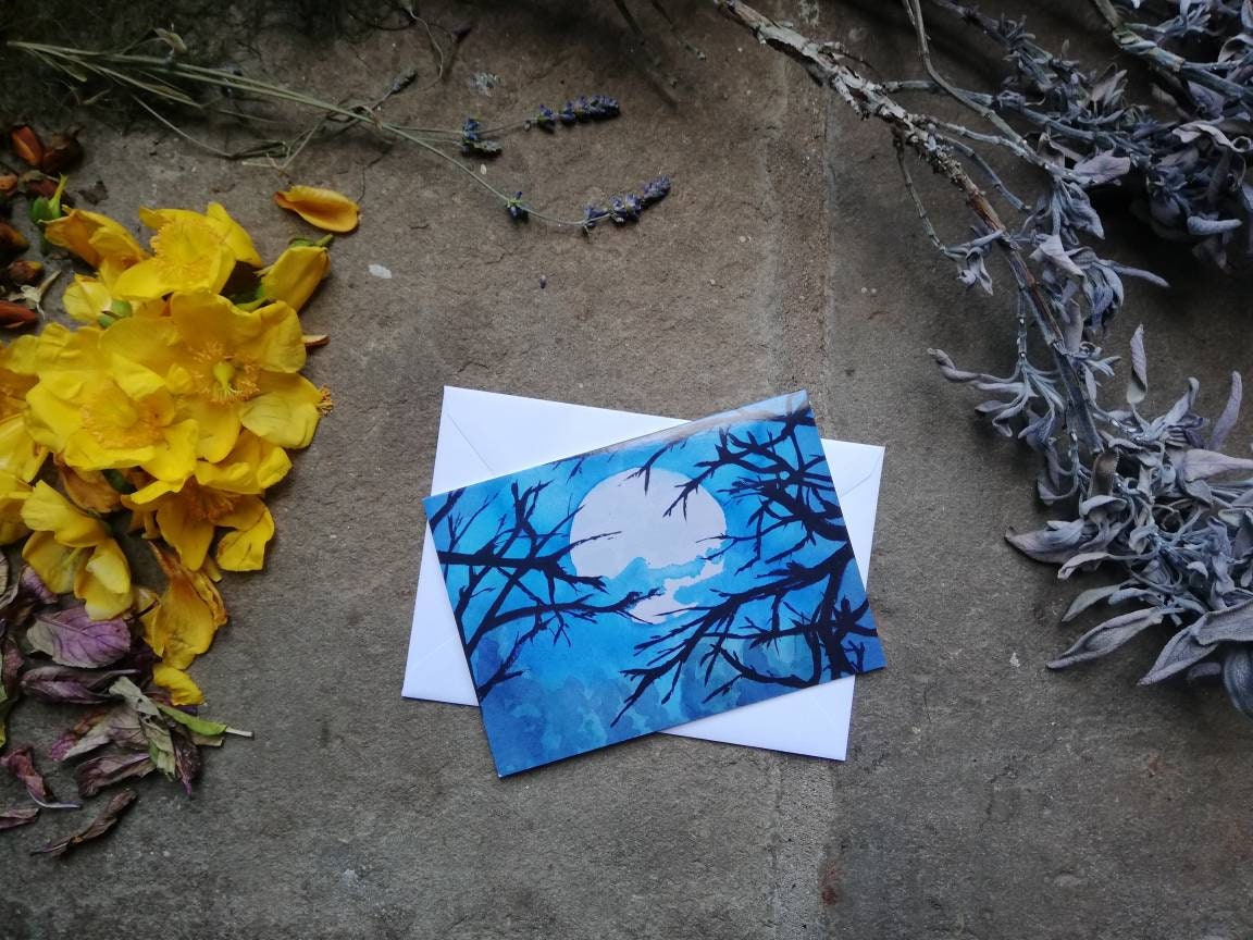 Paper Full Moon Greeting Card with Envelope blank card thank you ...