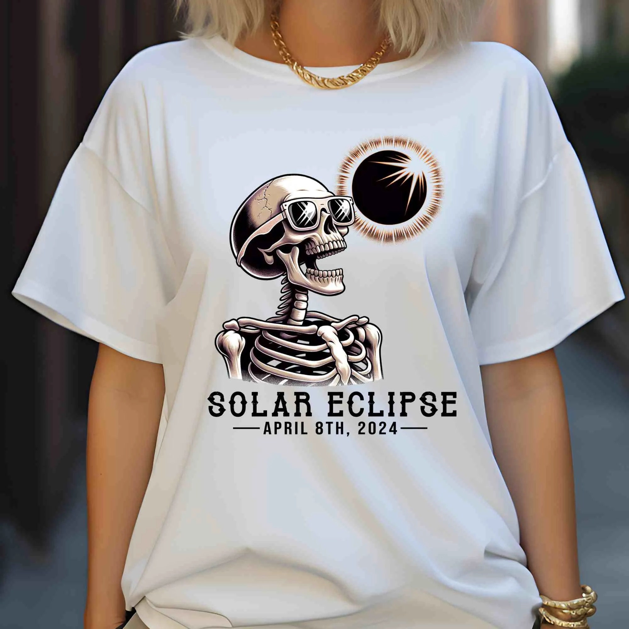 Designs Funny Skeleton Solar Eclipse Png, April 8th, 2024 Png, America ...