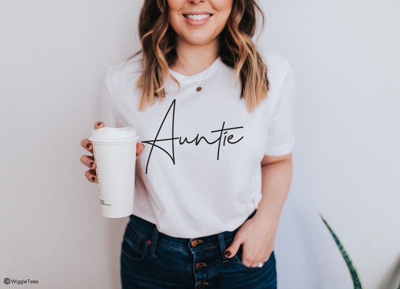 Auntie cursive Aunt Shirt Tshirt Gift for her | Etsy
