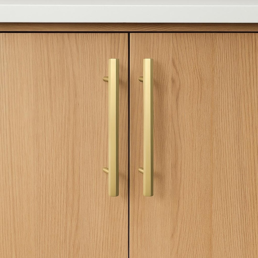 Brushed Brass Hexagon Cabinet Pull: Mid-century Modern Bar Handle - Etsy