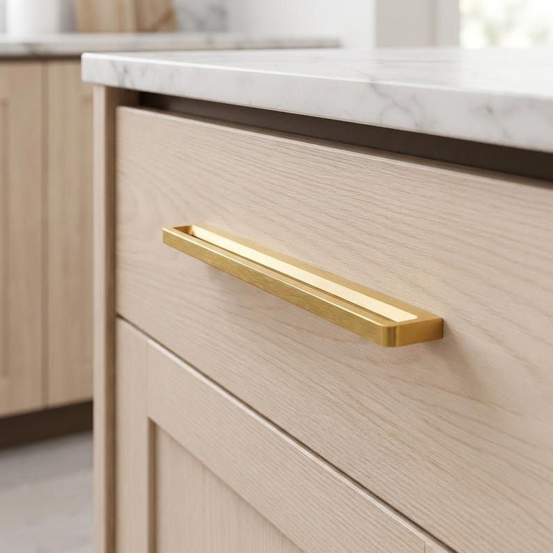 Pinch Brass Mid Century Cabinet Pull - Slim Modern Design - Etsy