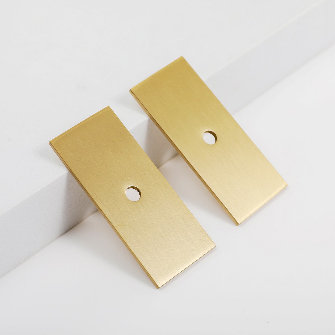 PACK OF 1 Solid Brass Modern 2.25 Inch Rectangle Knob Backplate in ...