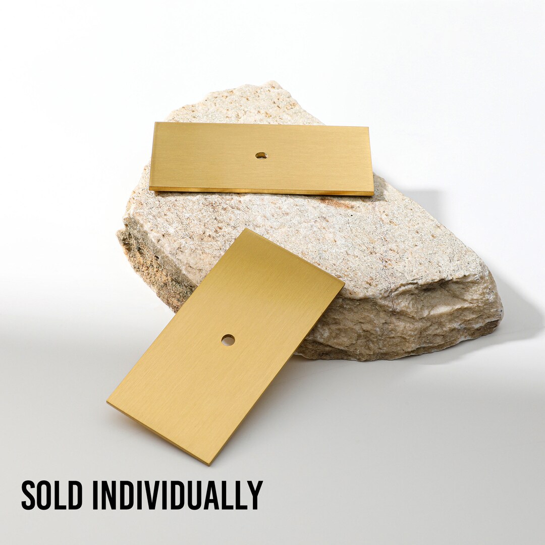 3" X 1.5" Brass Knob Backplate - Modern Rectangular Knob and Pull ...