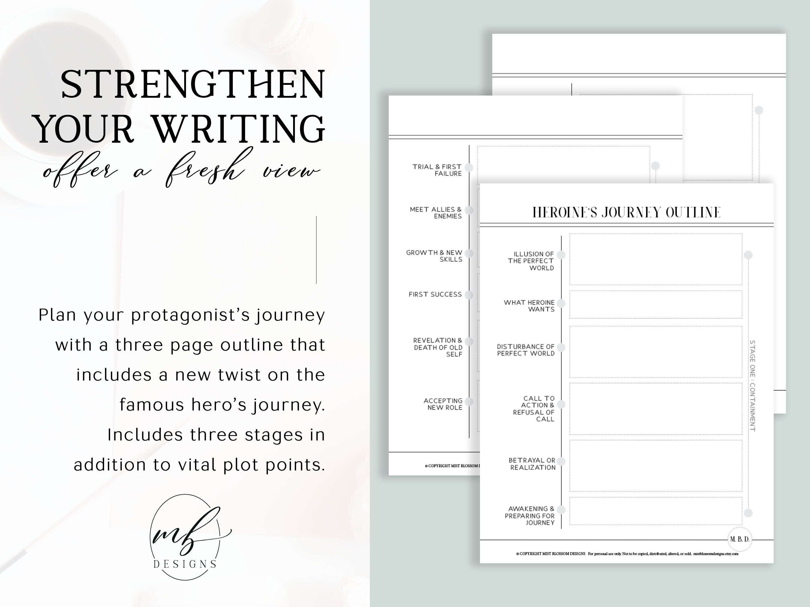 Heroine's Journey Outline Writing Template Novel | Etsy