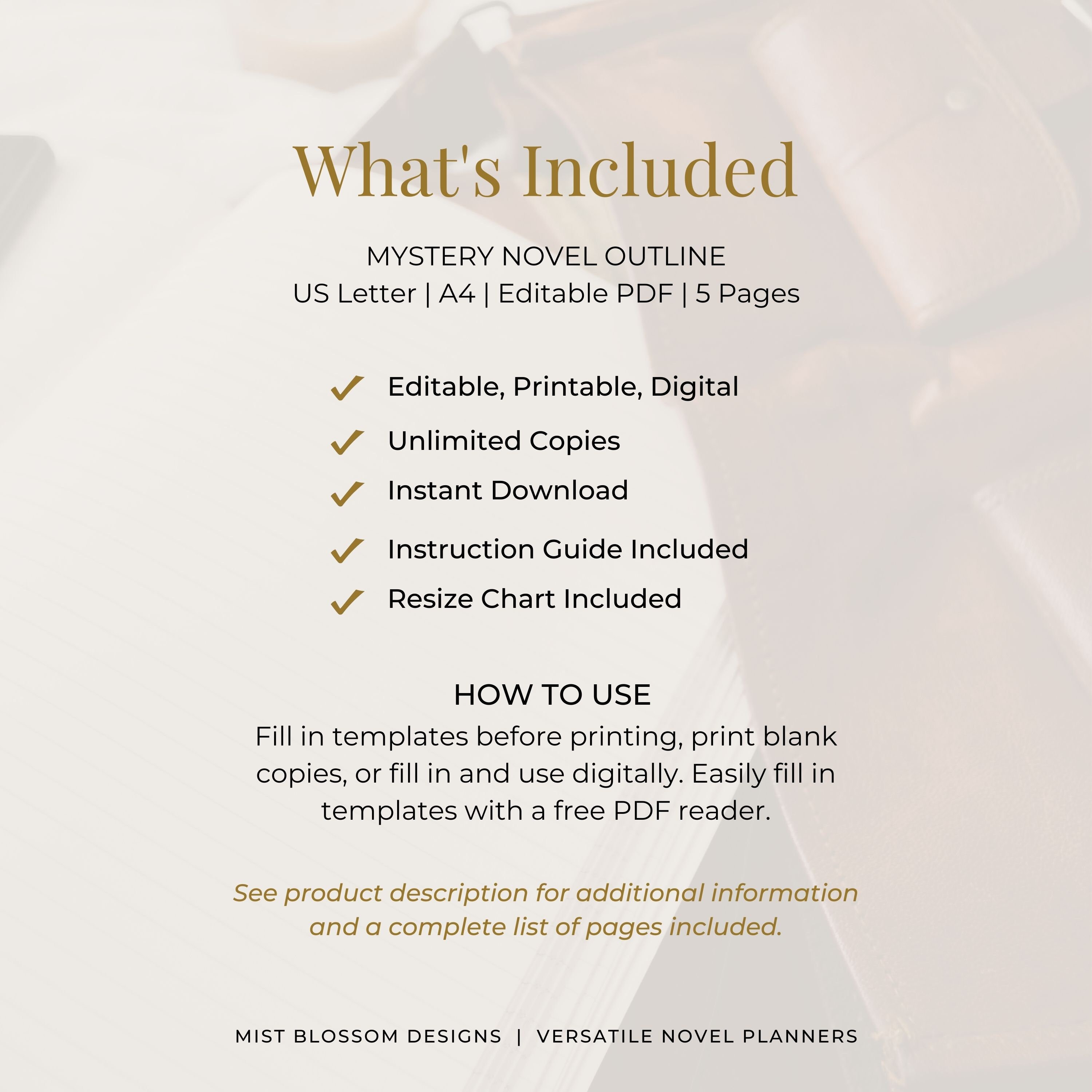 Mystery Novel Outline Writing Template Novel Planning - Etsy