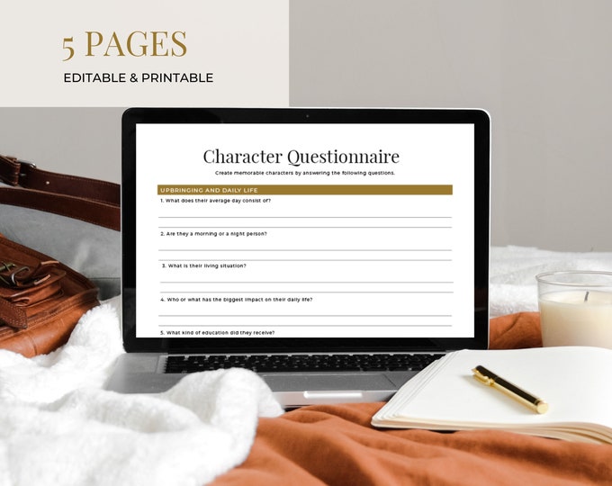 Character Questionnaire Novel Writing Template, Novel Character ...