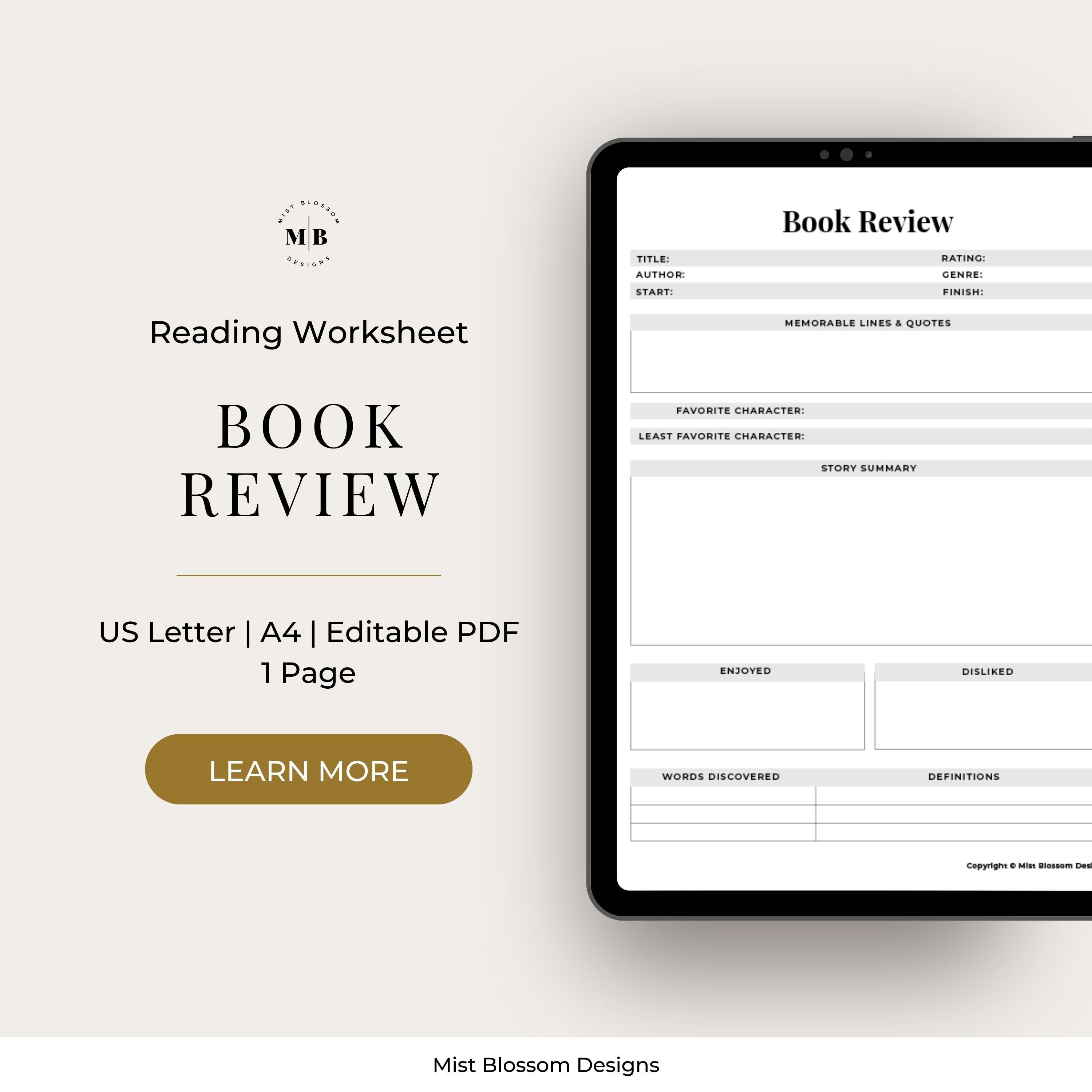 Book Blogger Template - Etsy