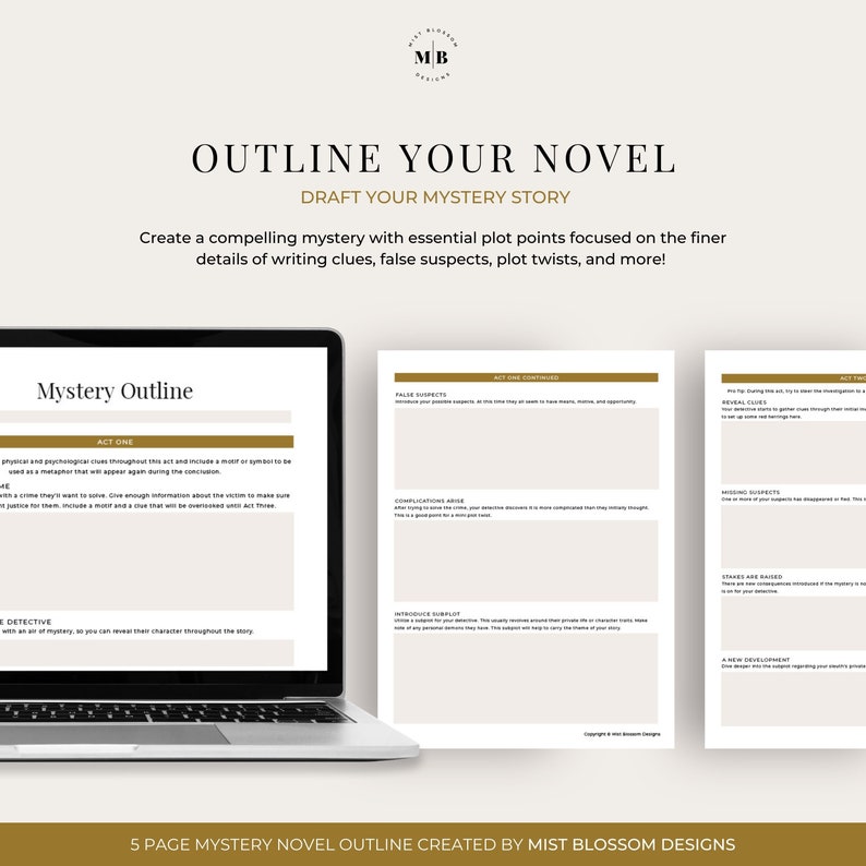 Mystery Novel Outline Writing Template Crime Writing Plot - Etsy