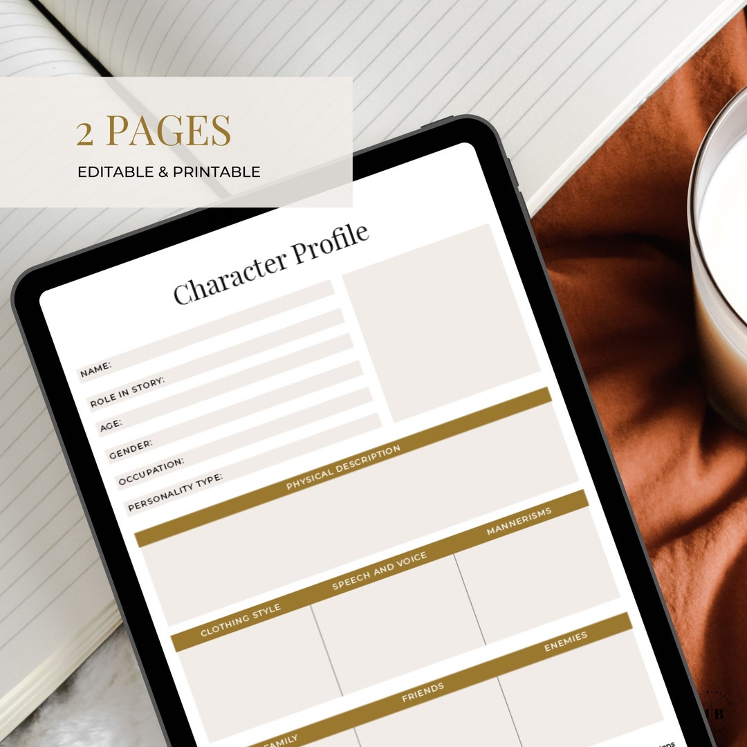 Character Profile Writing Worksheet, Character Sketch, Novel Planner ...