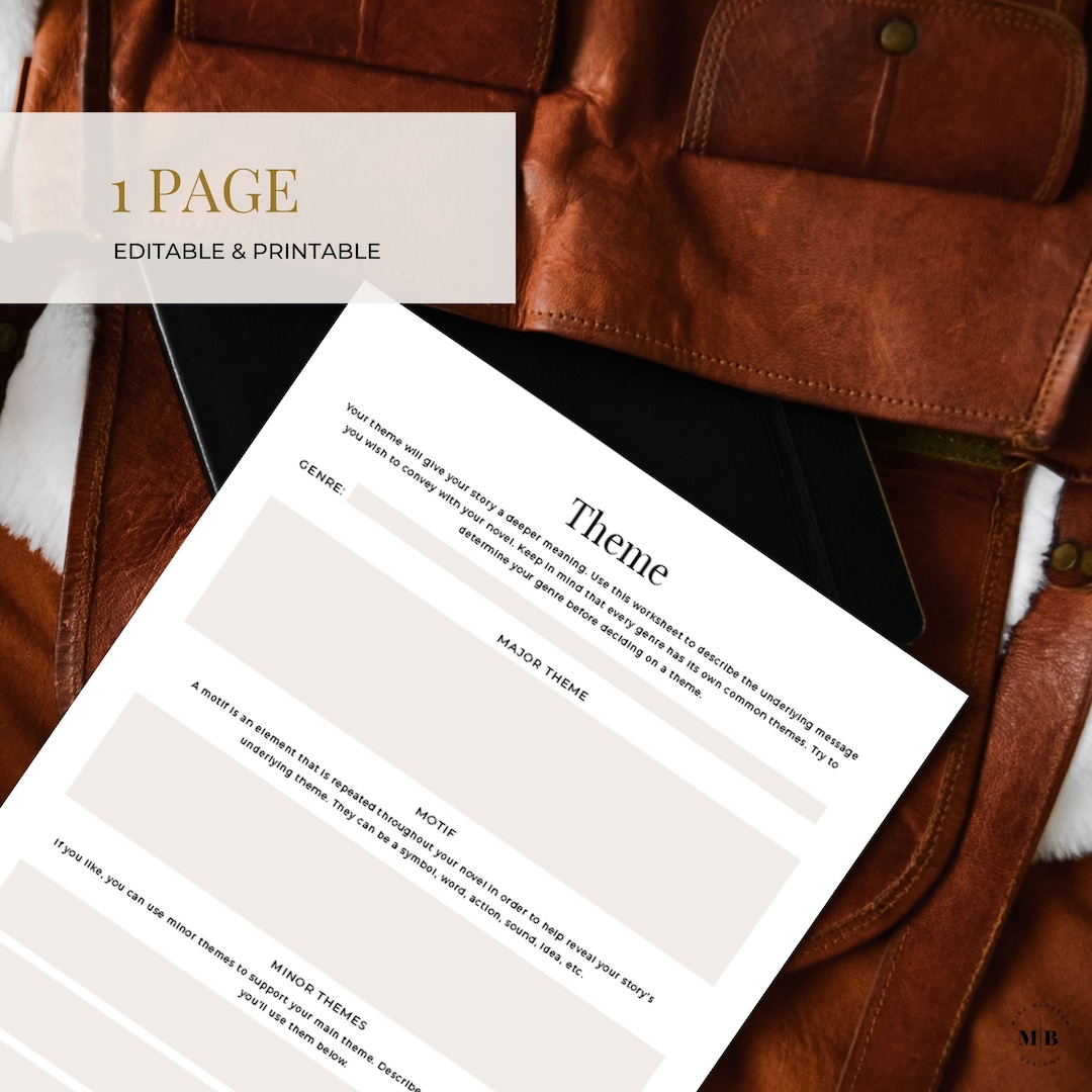 Theme and Motif Novel Planning Template, Writing Worksheet for Fiction ...