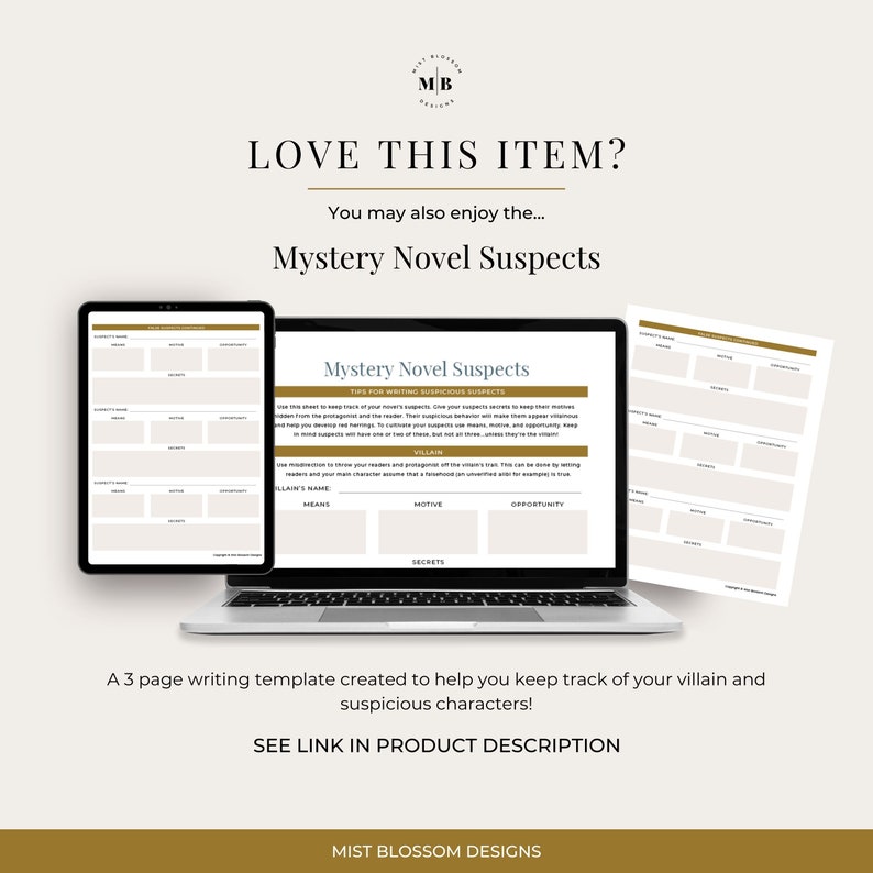 Novel Template for Clues and Red Herrings Mystery and - Etsy