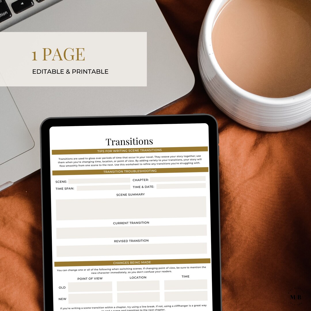Novel Writing Template for Transitions Book Writing Template - Etsy