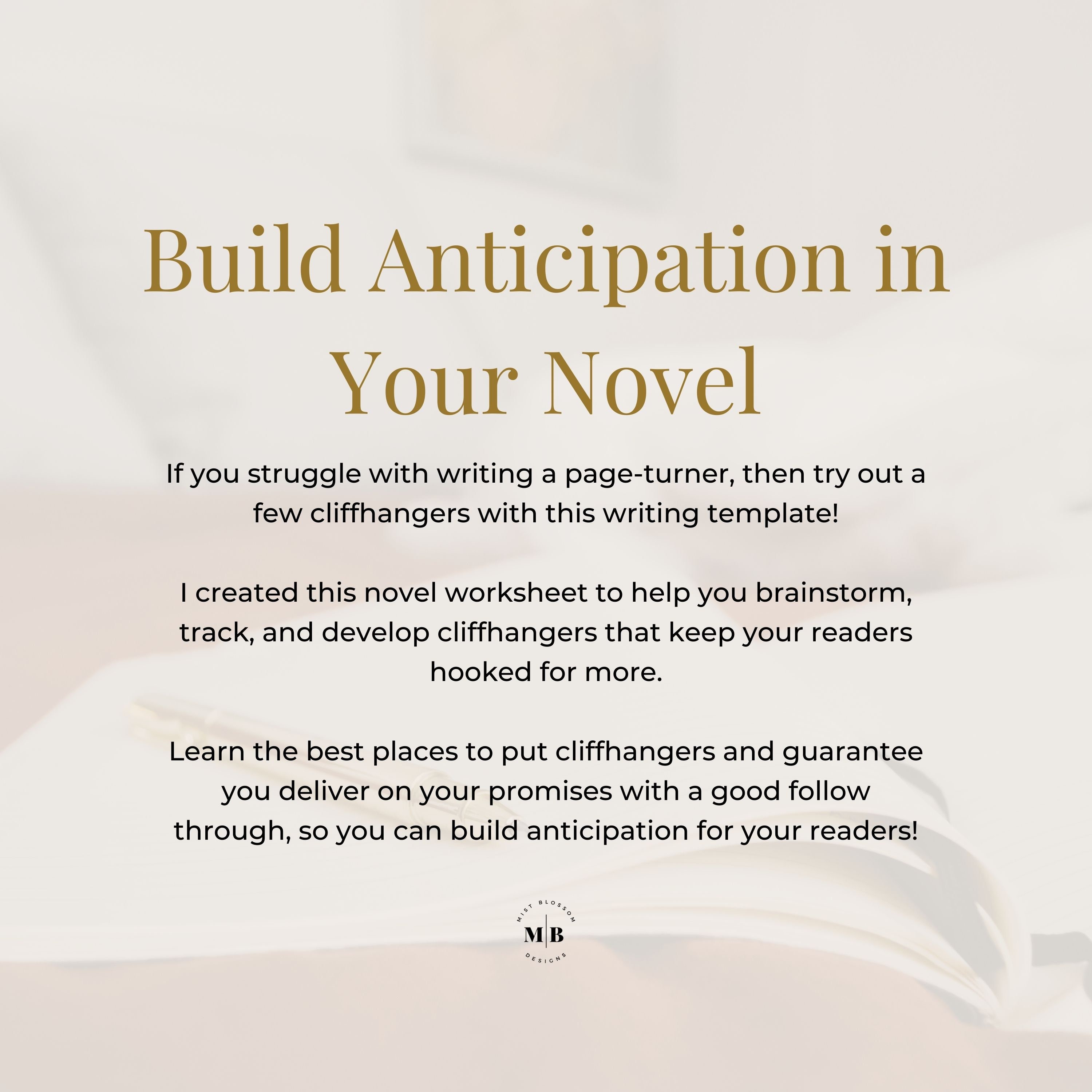 Cliffhangers Writing Template for Novel Planners, Editable Novel ...