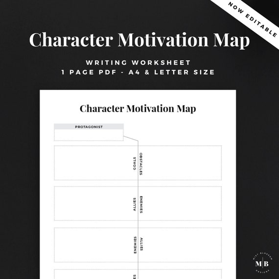 Character Motivation Map Writing Worksheet Character | Etsy