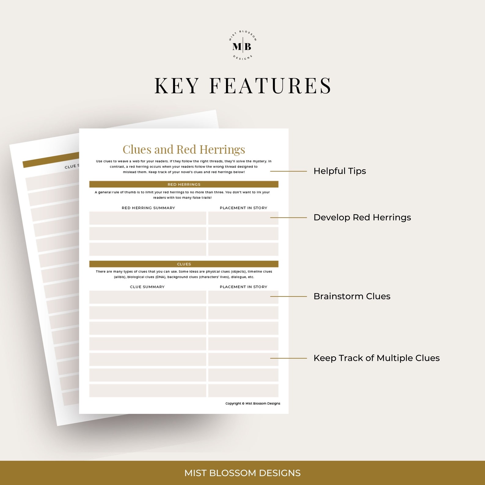 Novel Template for Clues and Red Herrings Mystery and - Etsy