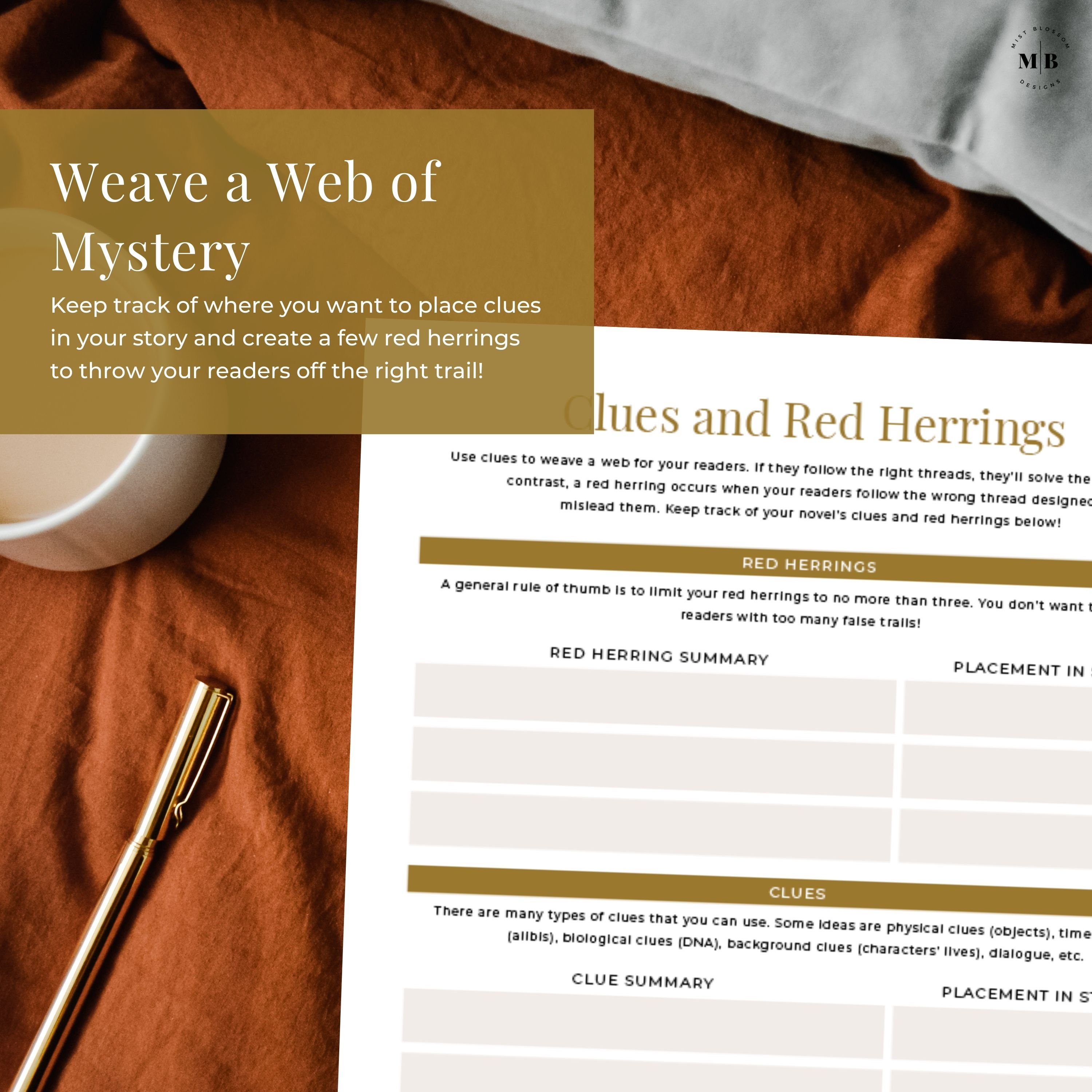 Novel Template for Clues and Red Herrings Mystery and - Etsy