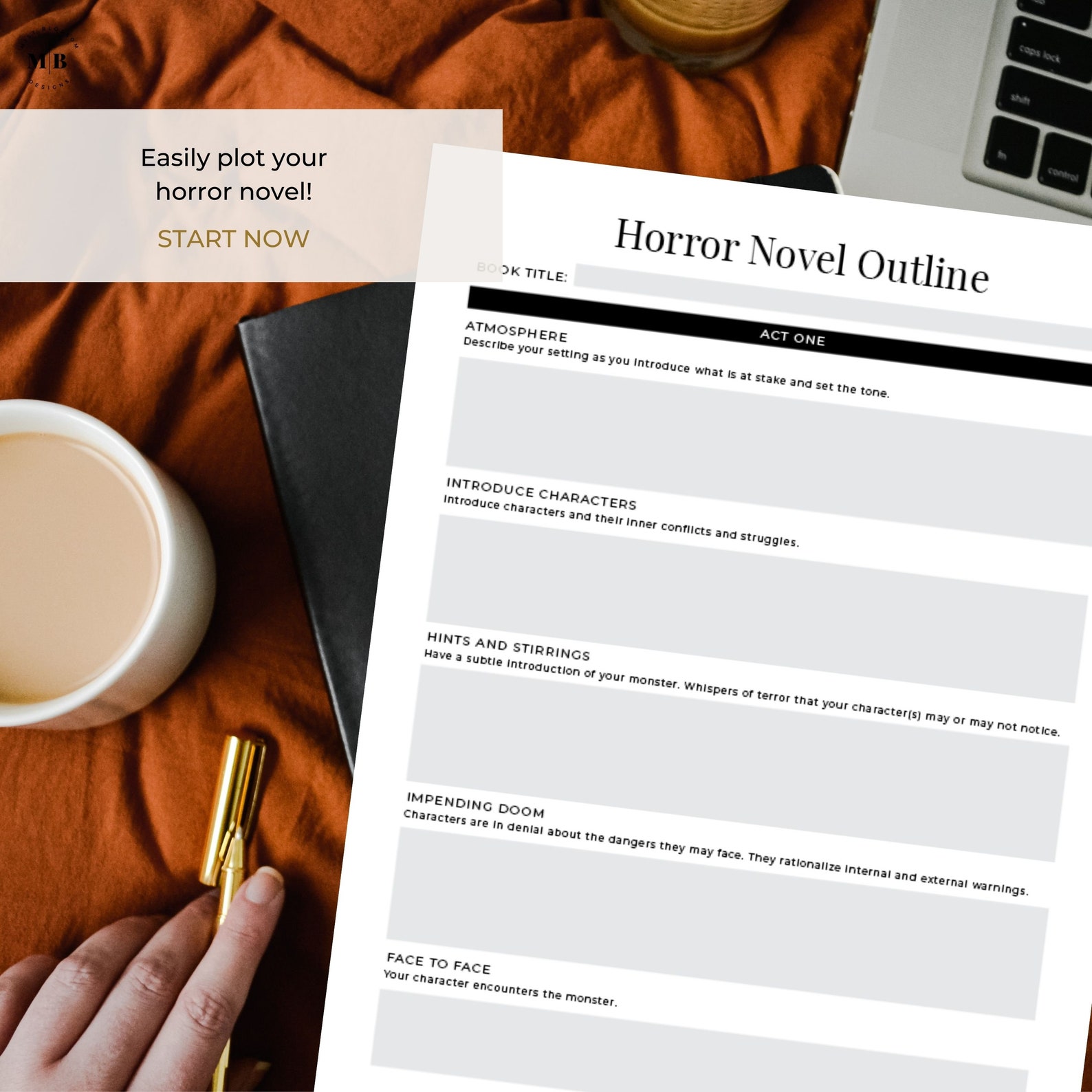 Horror Novel Outline Template Book Writing Template for - Etsy
