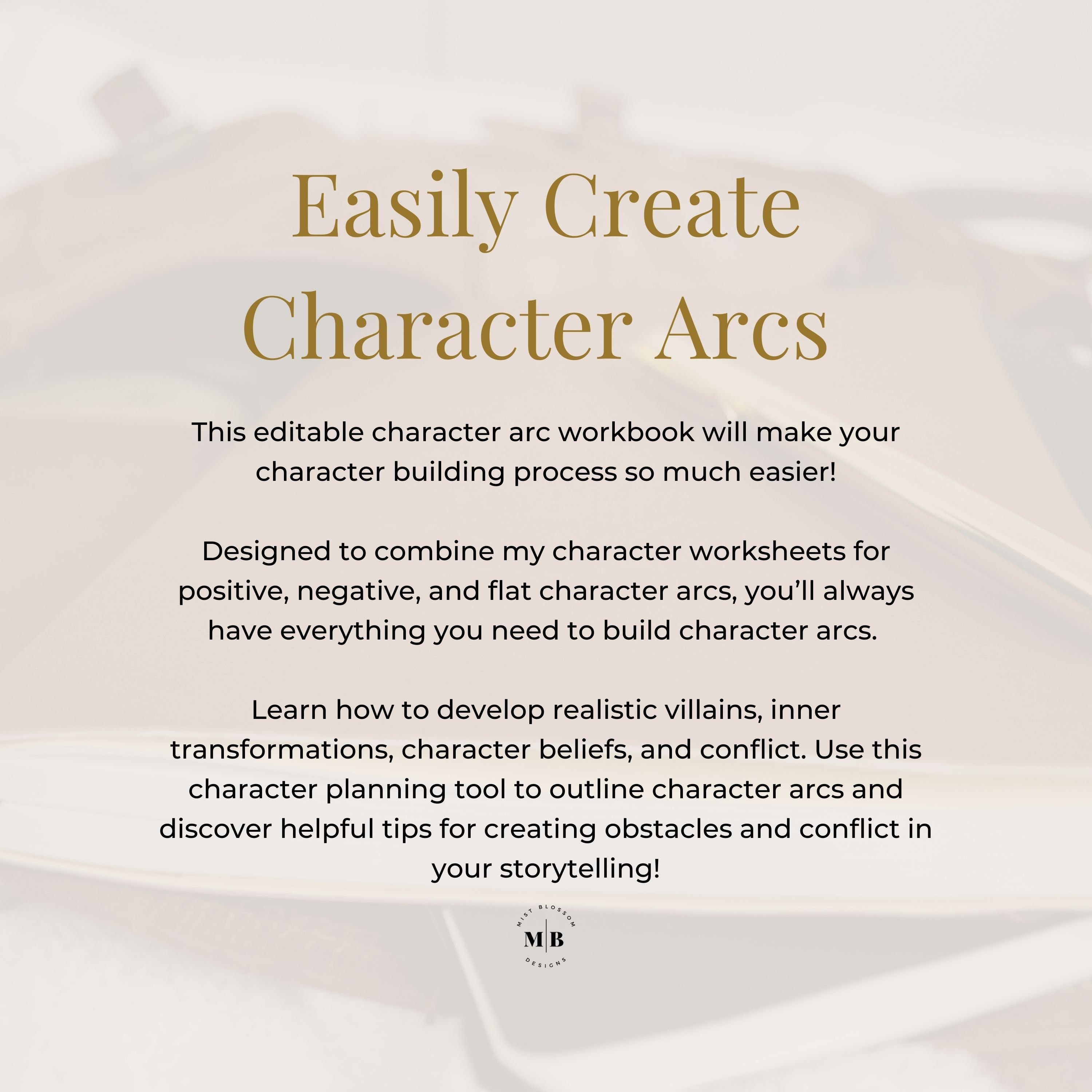 Character Arc Novel Workbook, Character Writing Planner, Character Arc ...