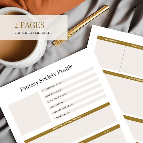 Fantasy World Building Template for Writers - Etsy