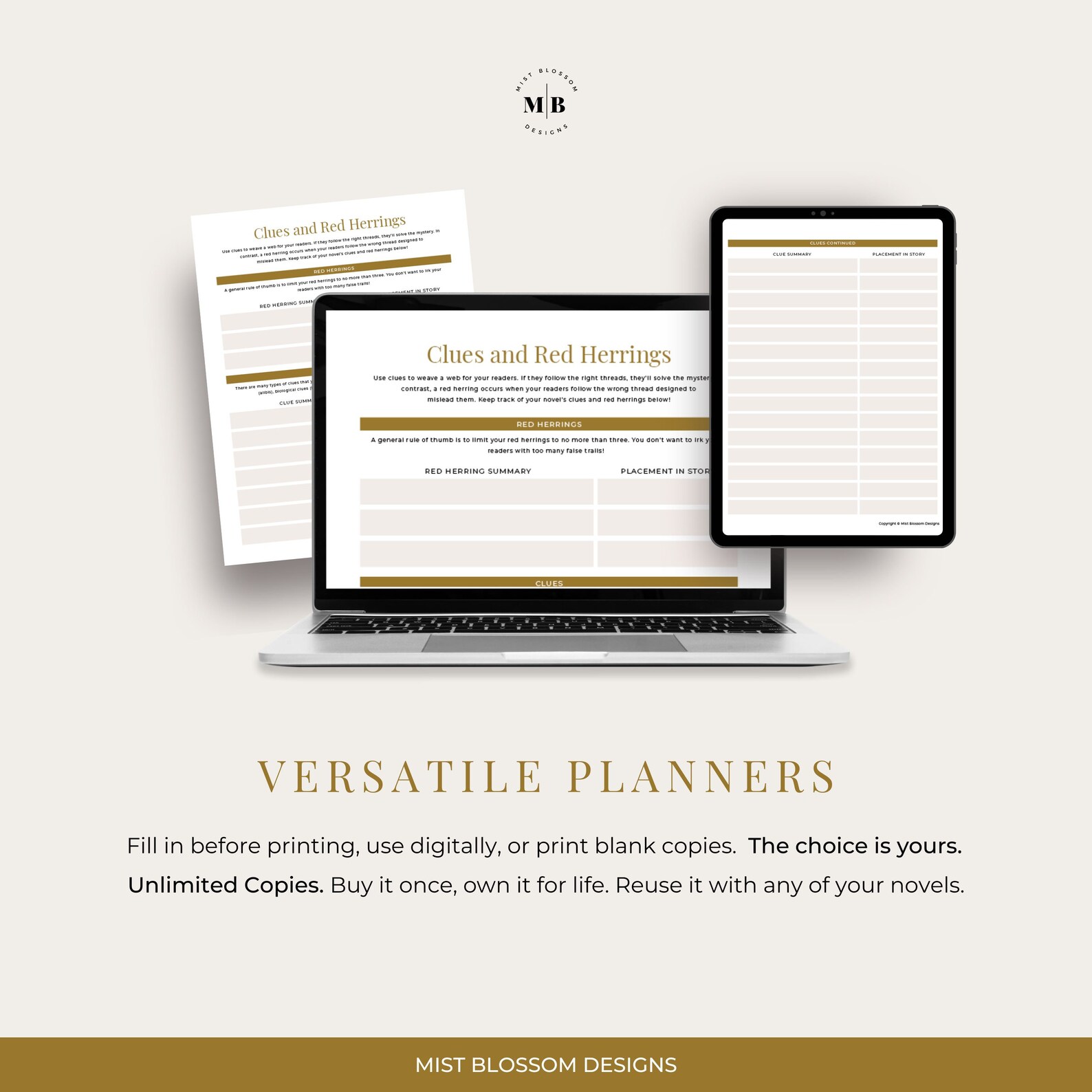 Novel Template for Clues and Red Herrings Mystery and - Etsy