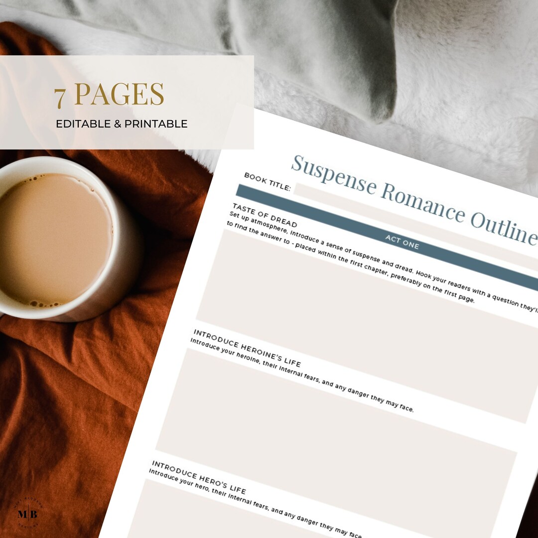 Suspense Romance Novel Outline, Romance Plot Template, Writing Template ...