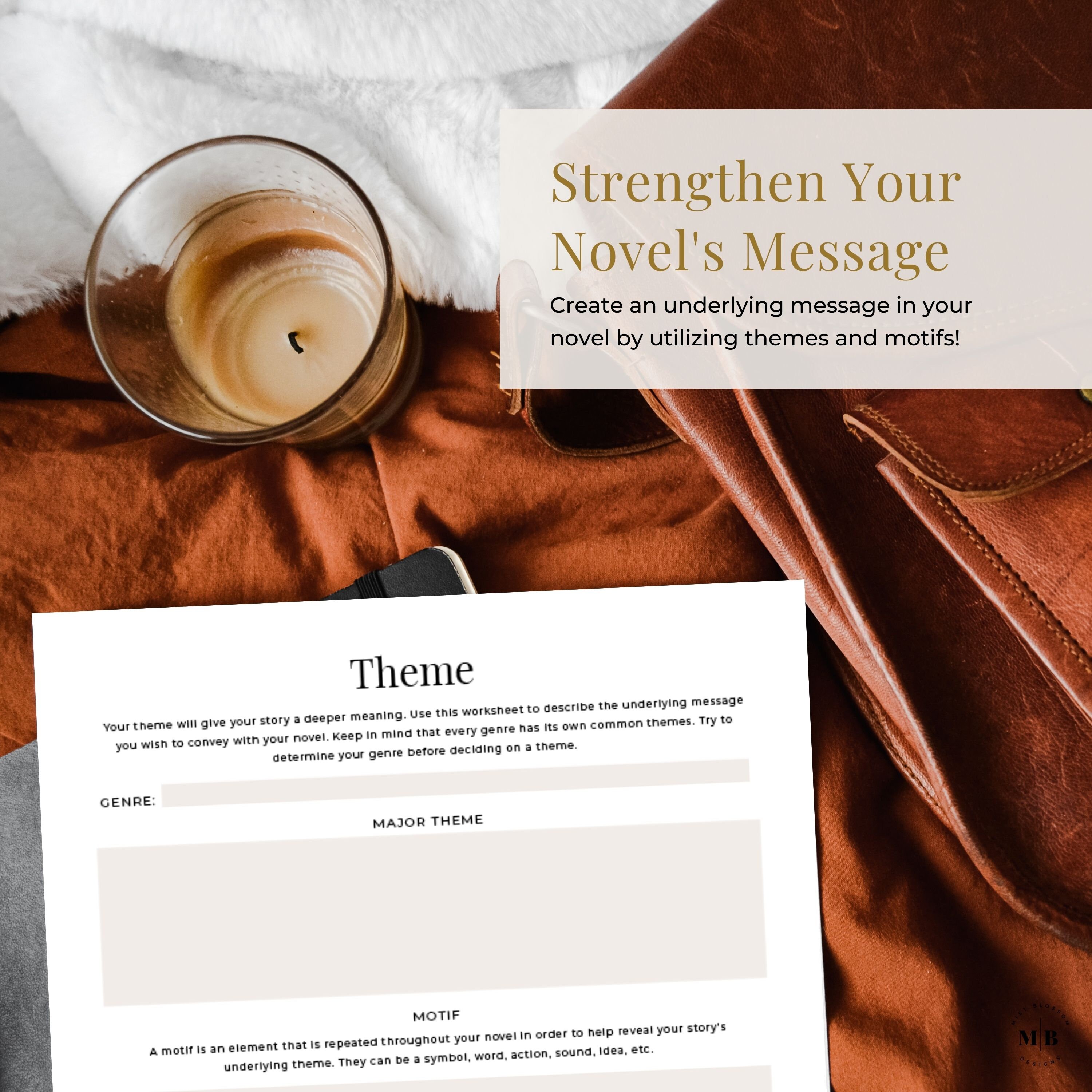 Theme and Motif Novel Planning Template, Writing Worksheet for Fiction ...