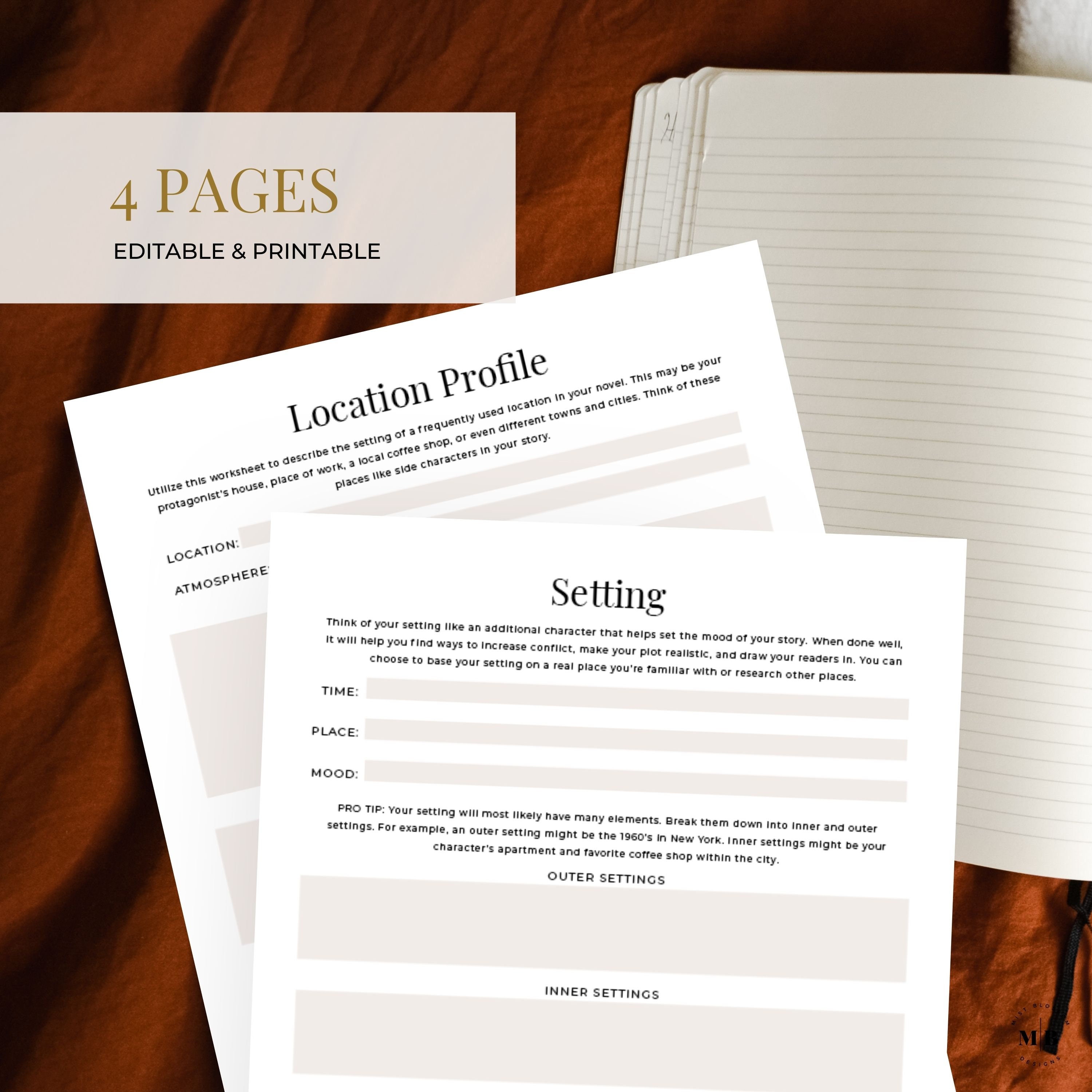 Novel Planning Templates for Setting, World Building Novel Planner ...