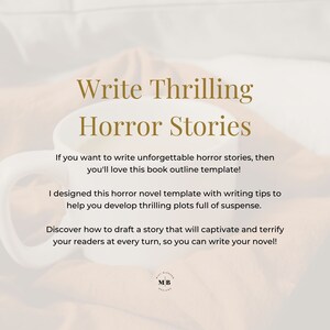 Horror Novel Outline Template, Book Writing Template for Horror Writers ...