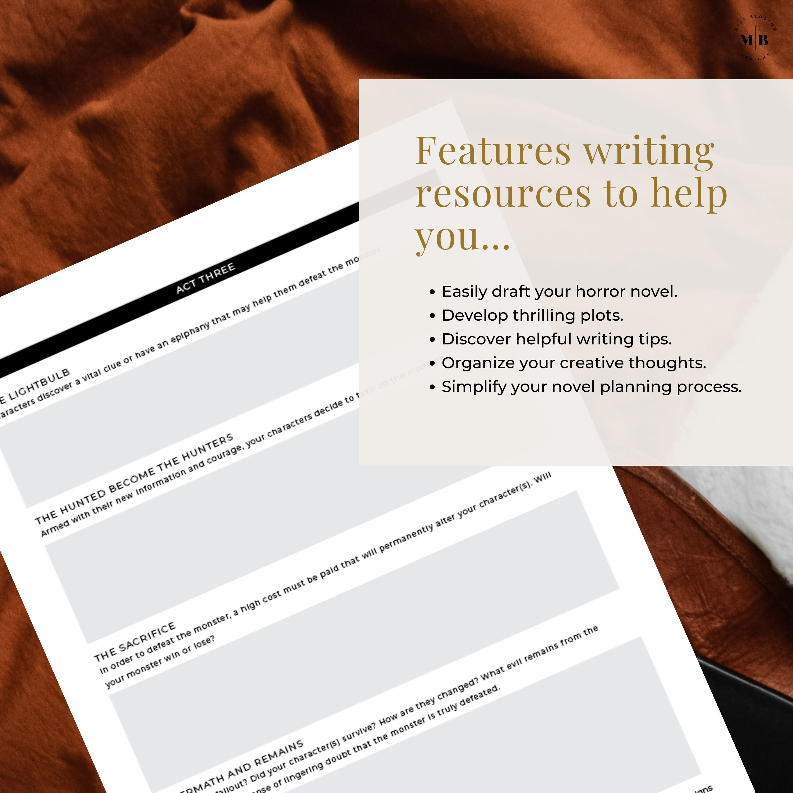 Horror Novel Outline Template Book Writing Template for - Etsy