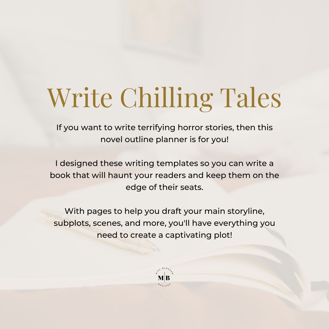 Horror Novel Outline Planner, Novel Writing Outline Templates, Plot ...