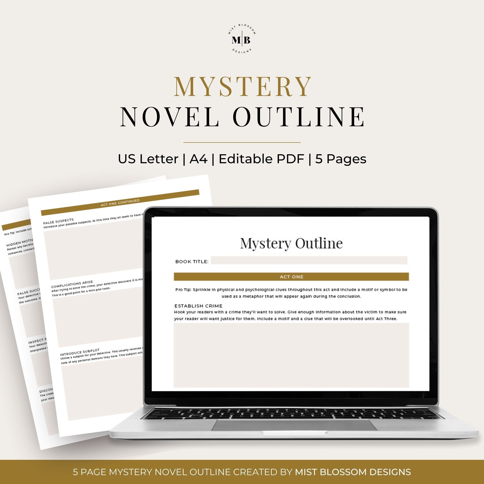 Mystery Novel Outline Writing Template Crime Writing Plot - Etsy