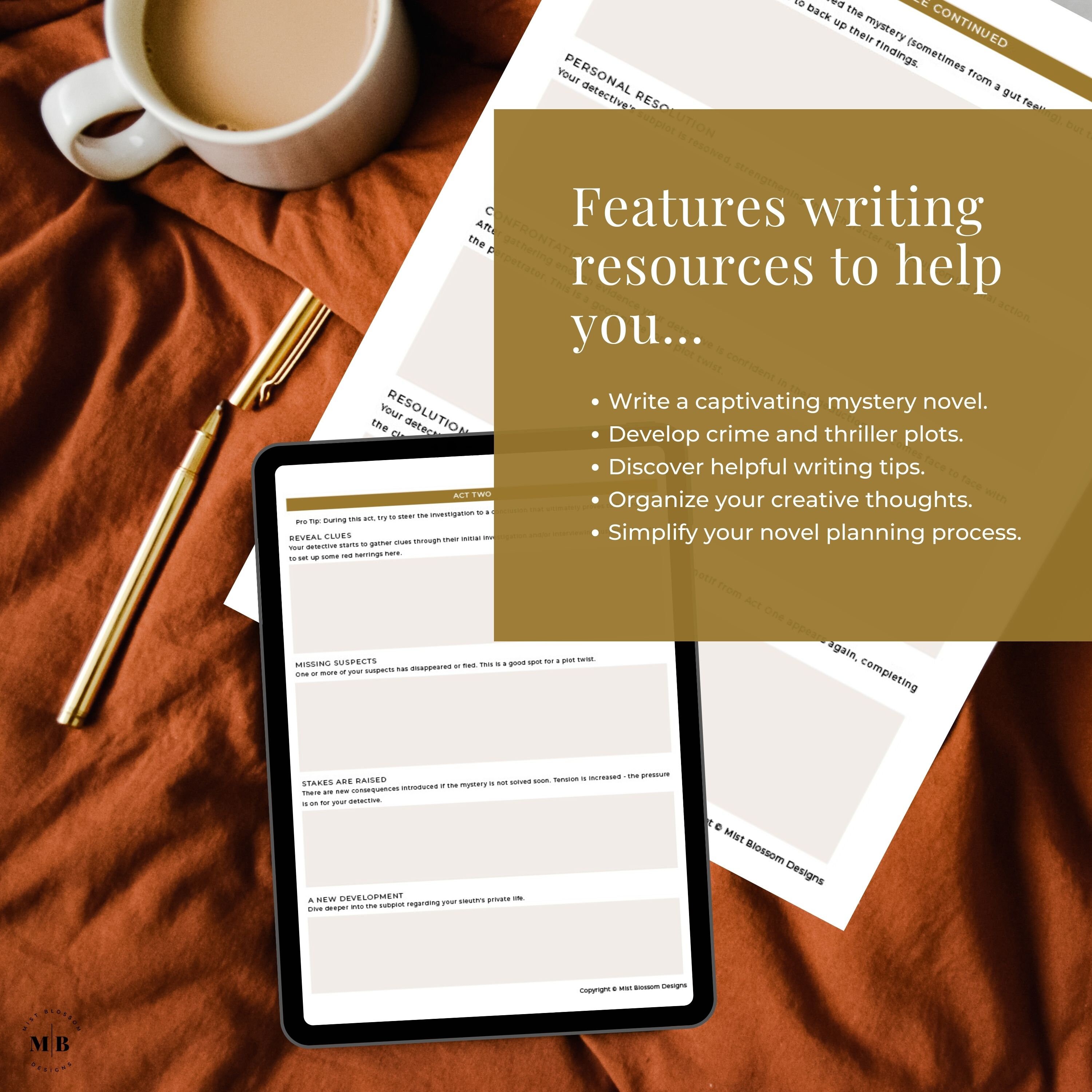 Mystery Novel Outline Writing Template Novel Planning - Etsy